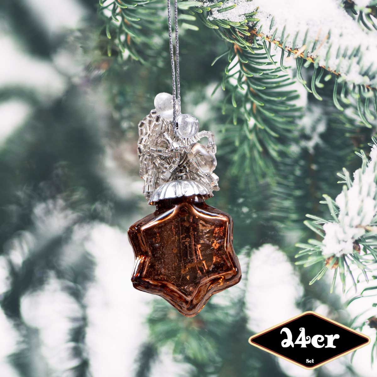 Antikas Weihnachtsfigur Christbaumkugelset Stern 24er Set Glas
