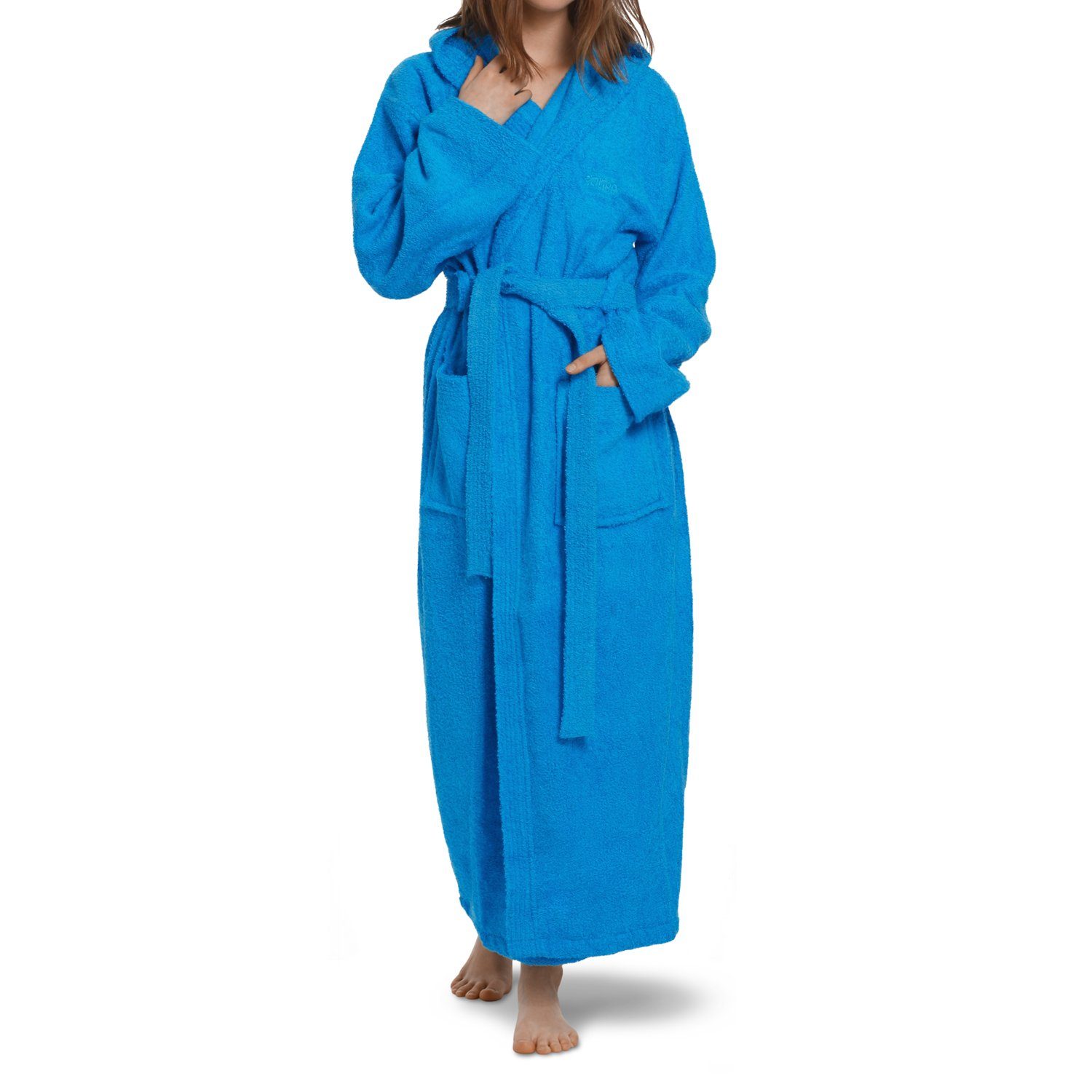OAHOO Bademantel Unisex Frottee Bademantel mit Kapuze 100% Baumwolle ...