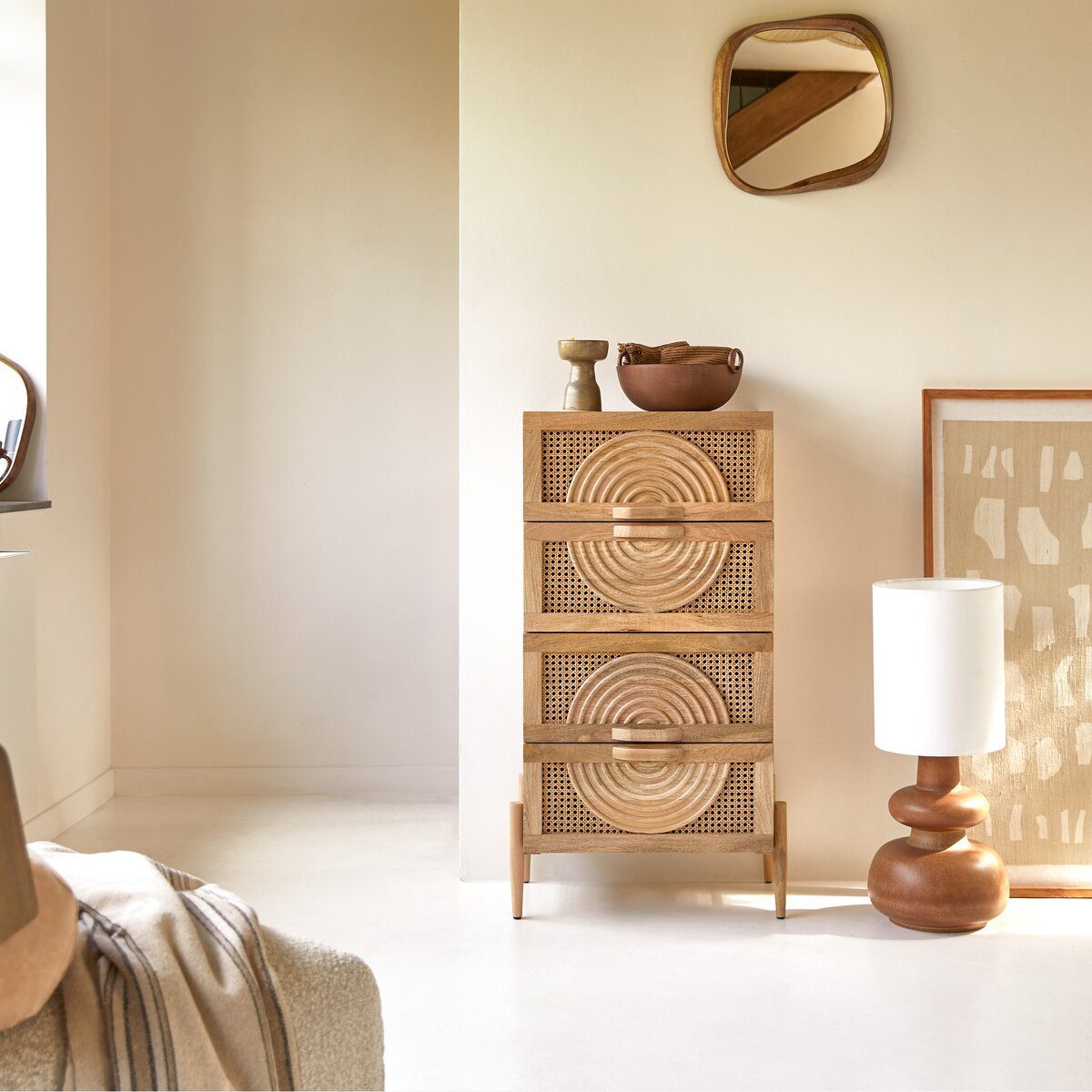 ᐅ Tikamoon Kommode Sina Kommode aus massivem Mangoholz und Rattan | OTTO