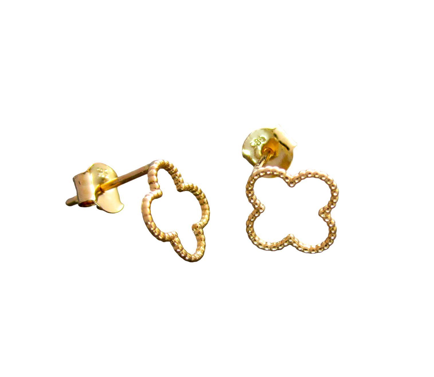 NICEANDnoble Paar Ohrstecker 585er Gelbgold filigrane Ohrstecker stilisierte Blüte, 585er ...