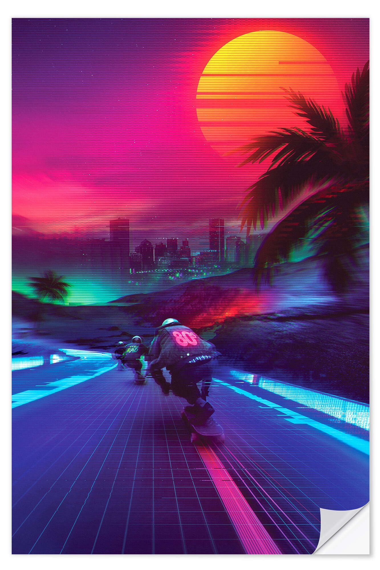 Posterlounge Wandfolie Denny Busyet Synthwave Midnight Outrun