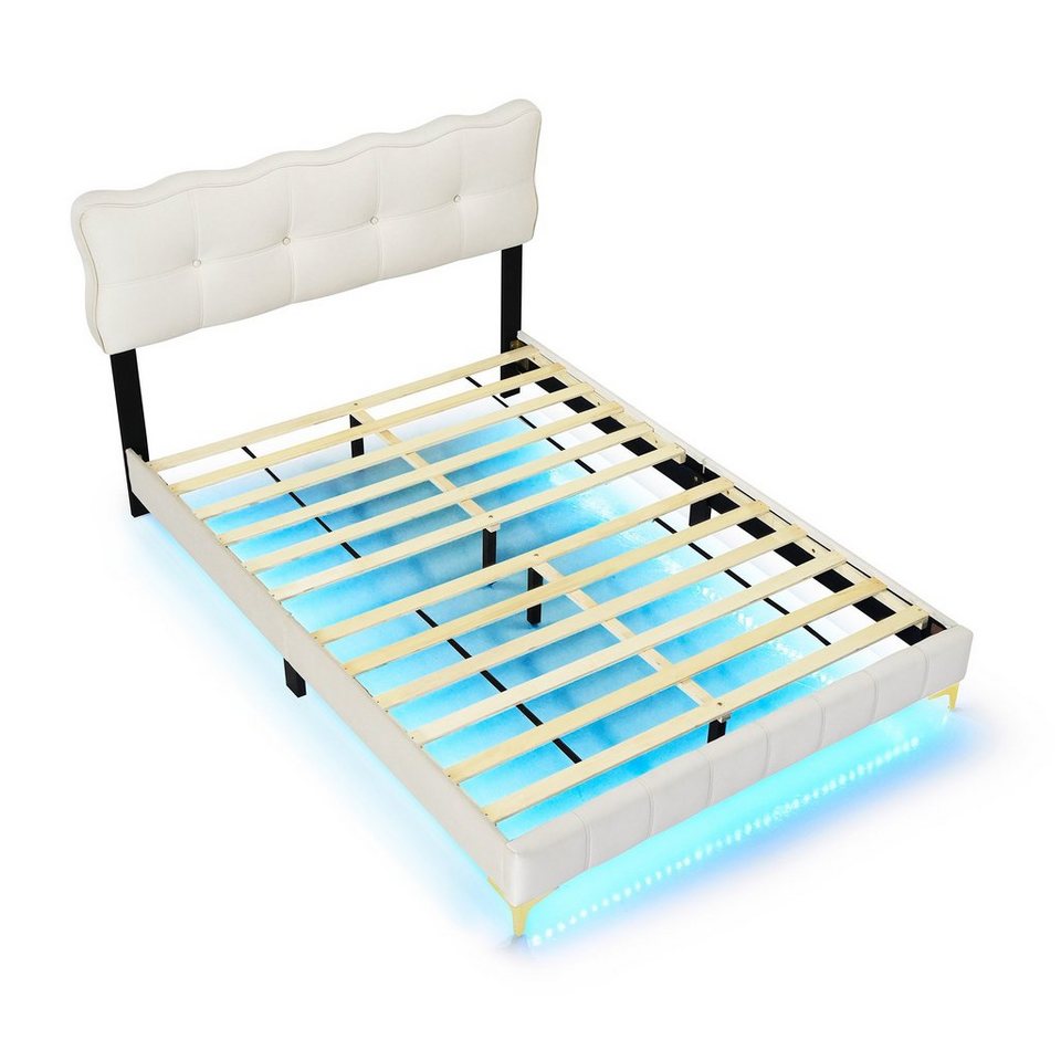 Hauss Spole Polsterbett 140 X 200 Cm Mit Led Leuchten Rückenlehne