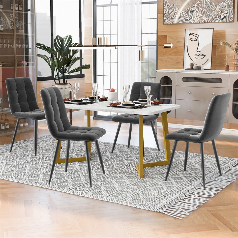Xdeer Esstisch 117cm Esstisch Mit 4 Stühlen Set Rechteckiger Esstisch