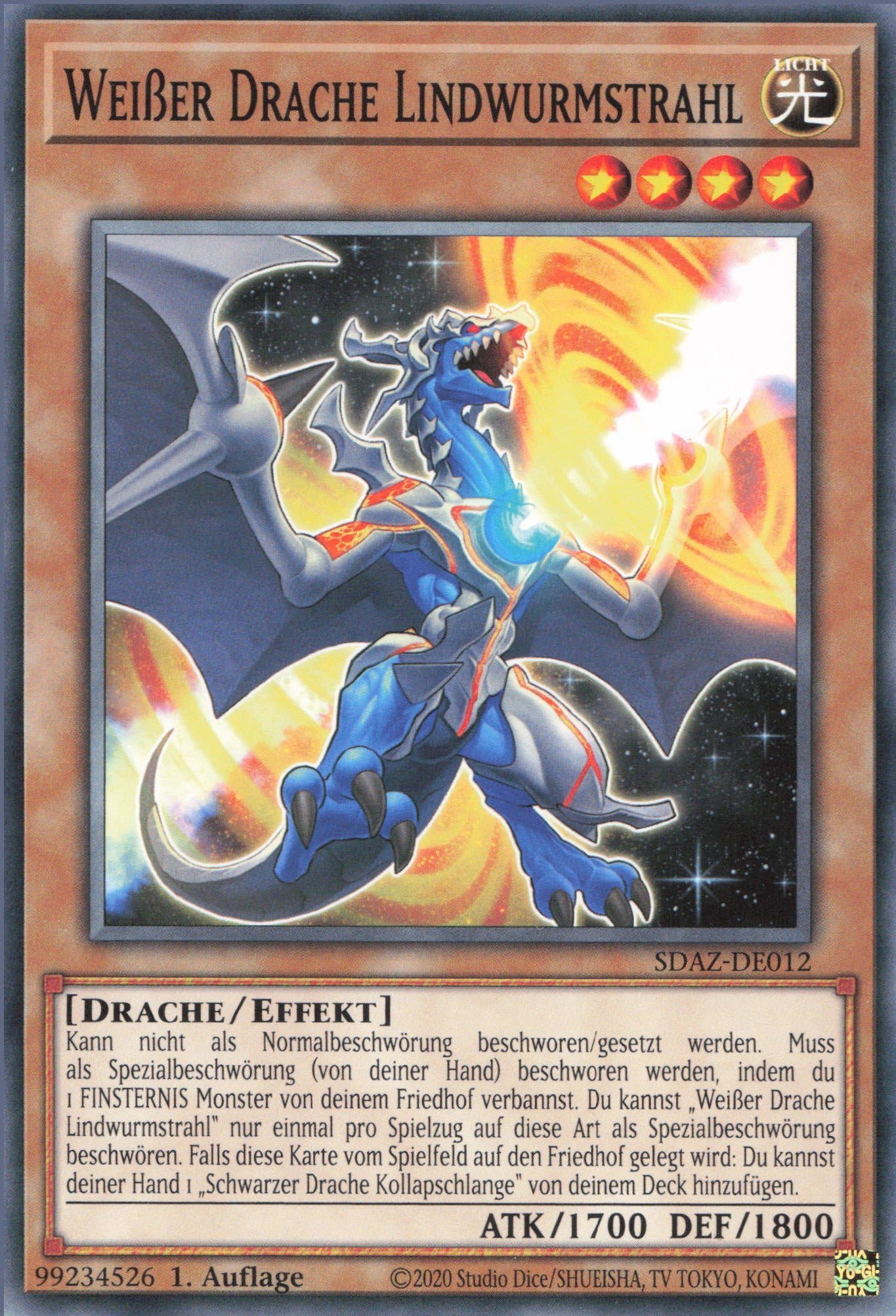 Recollectibles Sammelkarte Yugioh Karte Weißer Drache Lindwurmstrahl