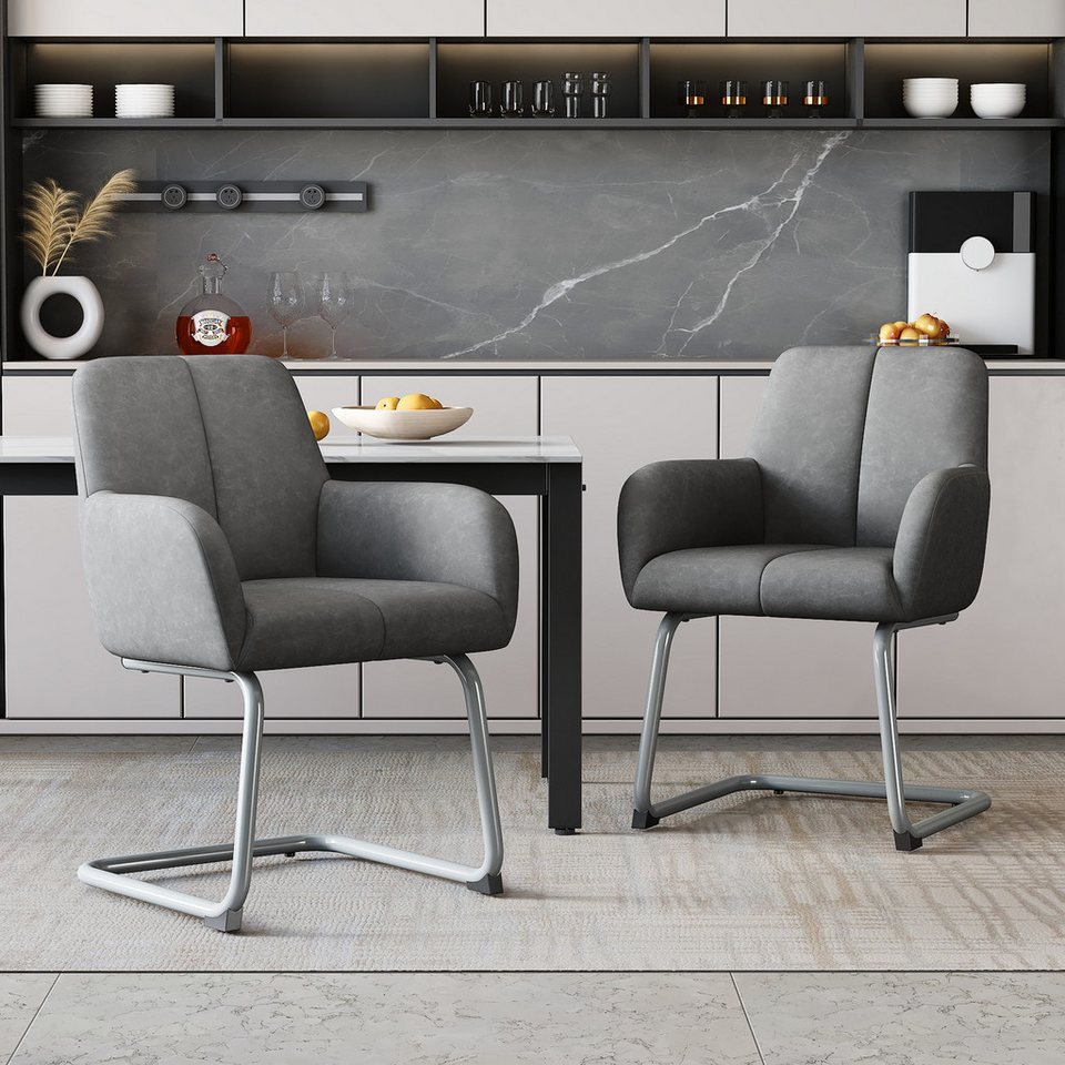 Modfu Freischwinger Esszimmerstühle Polsterstuhl 2 St Wohnzimmer