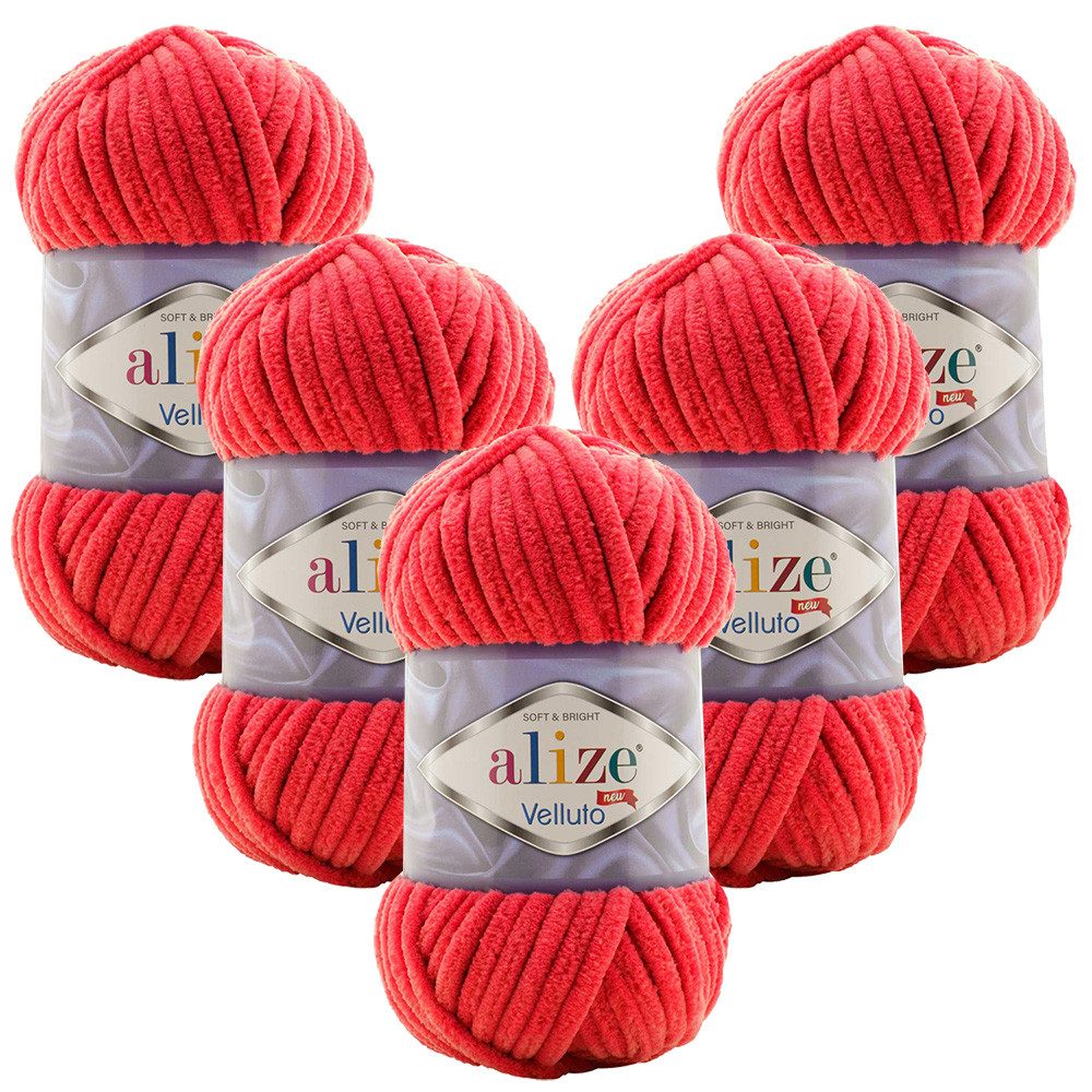 Alize 5 x ALIZE Velluto Häkelwolle, 68 m, Chenillegarn,Kuschelweich für ...