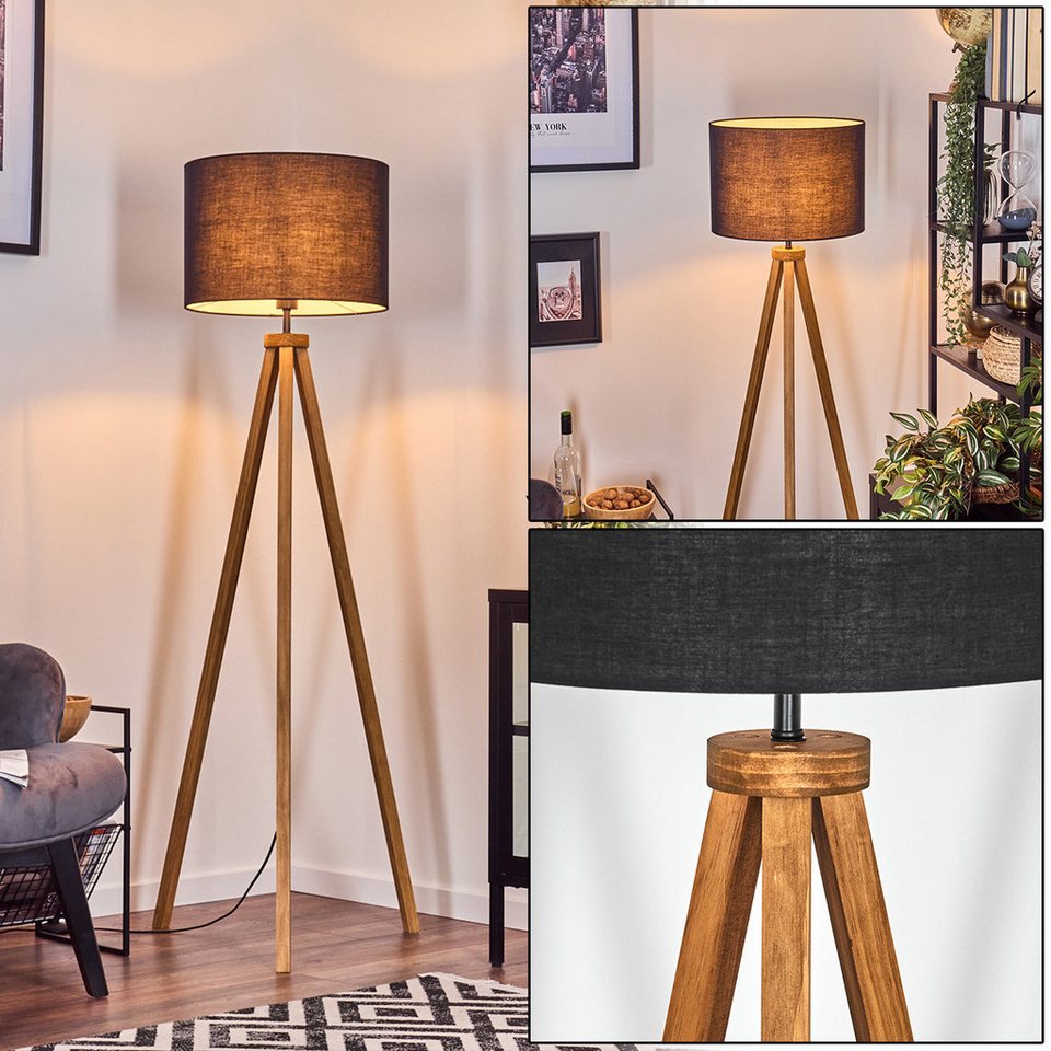 Hofstein Stehlampe Stehlampe Aus Holzstoff In Naturfarbenschwarzweiß