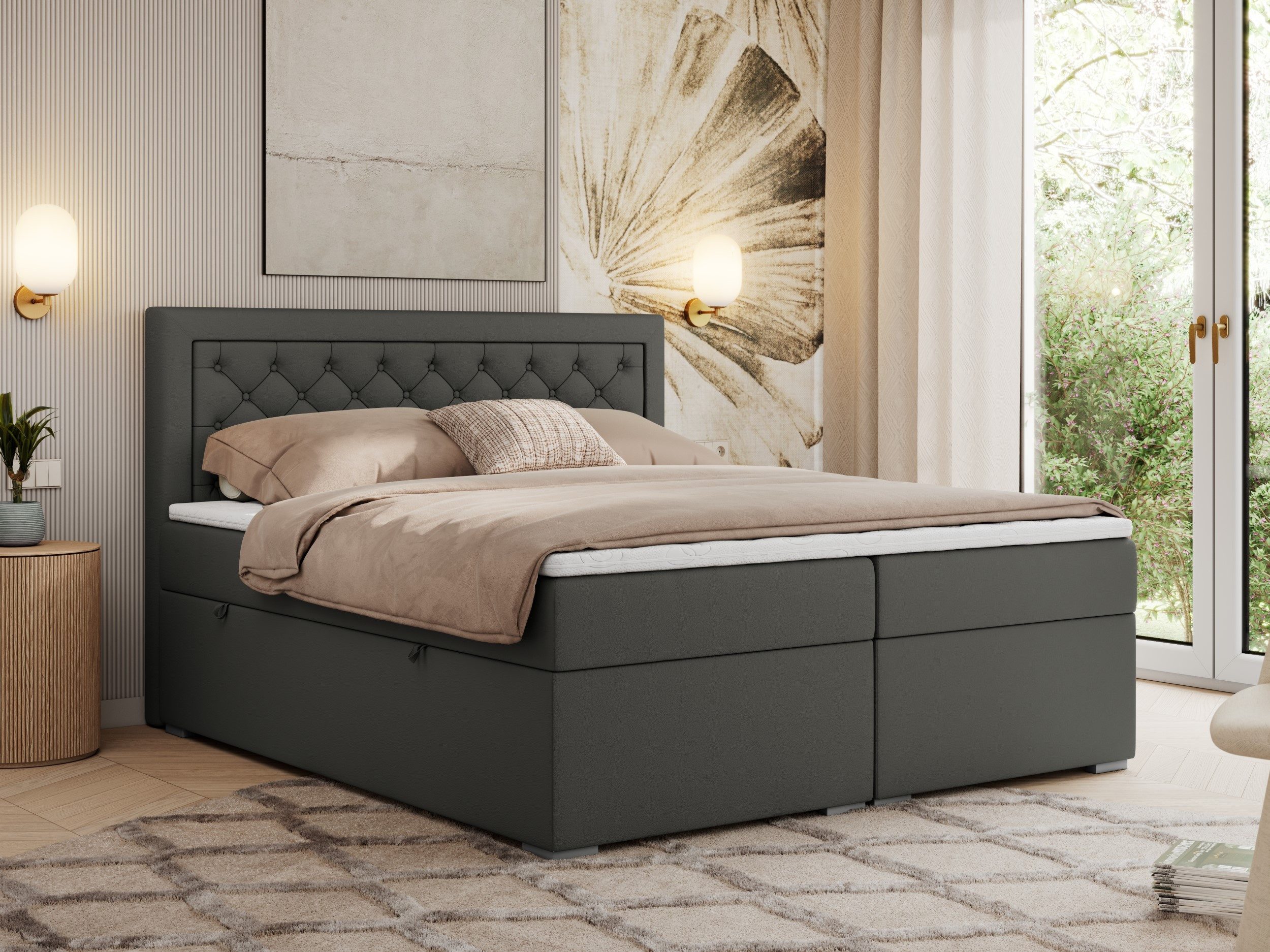 Mks MÖbel Boxspringbett Jasir Packung Set T30 Schaum 7 Härtezonen