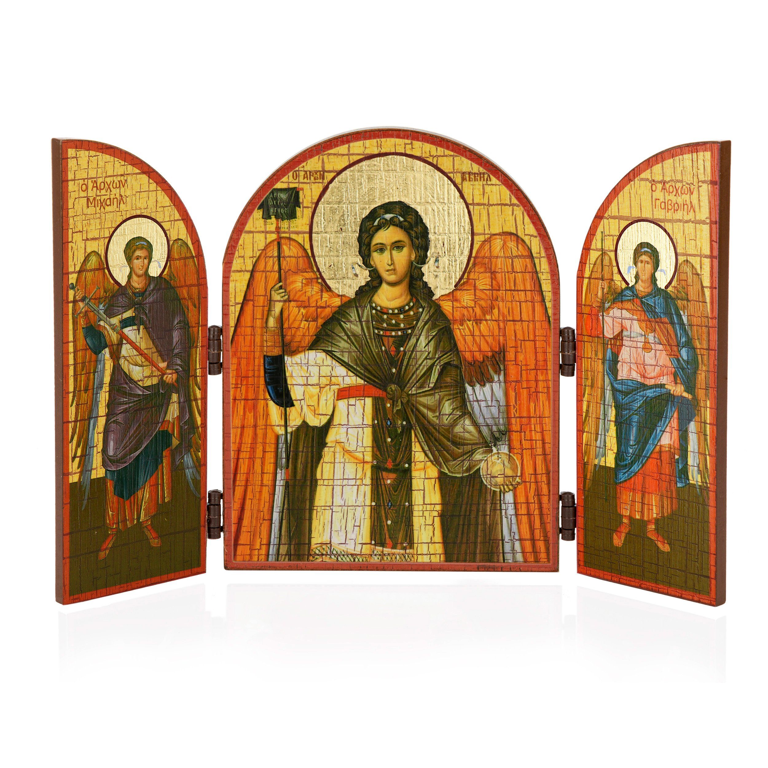NKlaus Bild Erzengel Gabriel Ikone Triptychon MDF-Derivat 25x16cm Christlich 13890, Religion