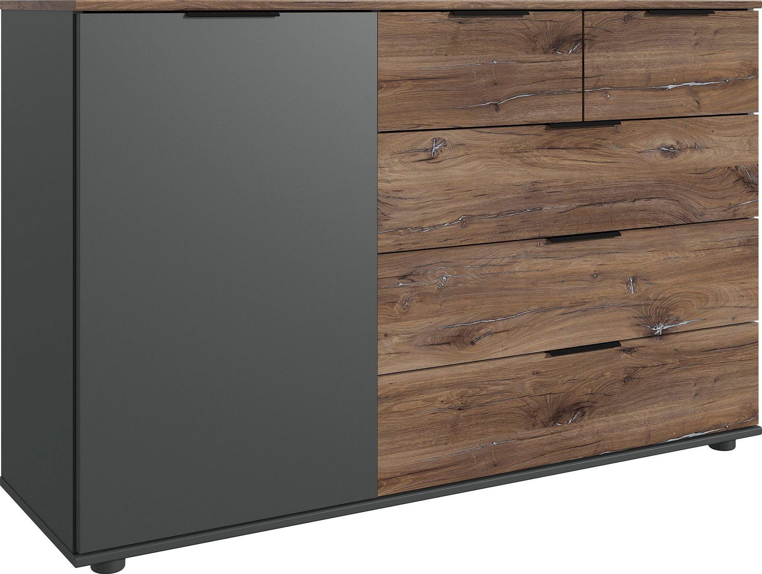 Wimex Kommode Richmond 1 St 130cm Graphit Flagstaff Eiche