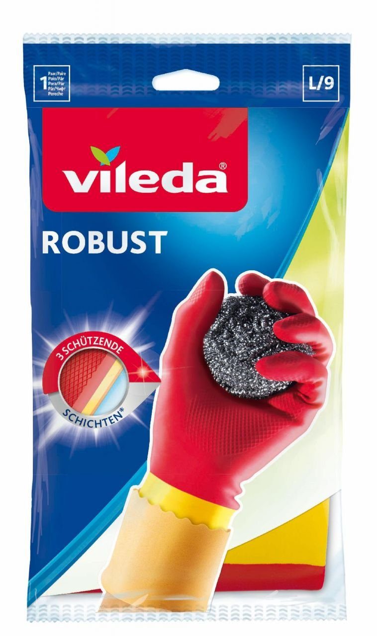 Vileda Latexhandschuhe Vileda Haushaltshandschuhe Robust Größe L, für ...