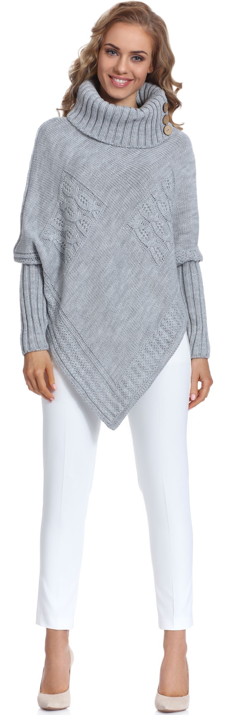 Merry Style Strickponcho Damen Poncho M83N4, rot, blau, grau, rosa ...