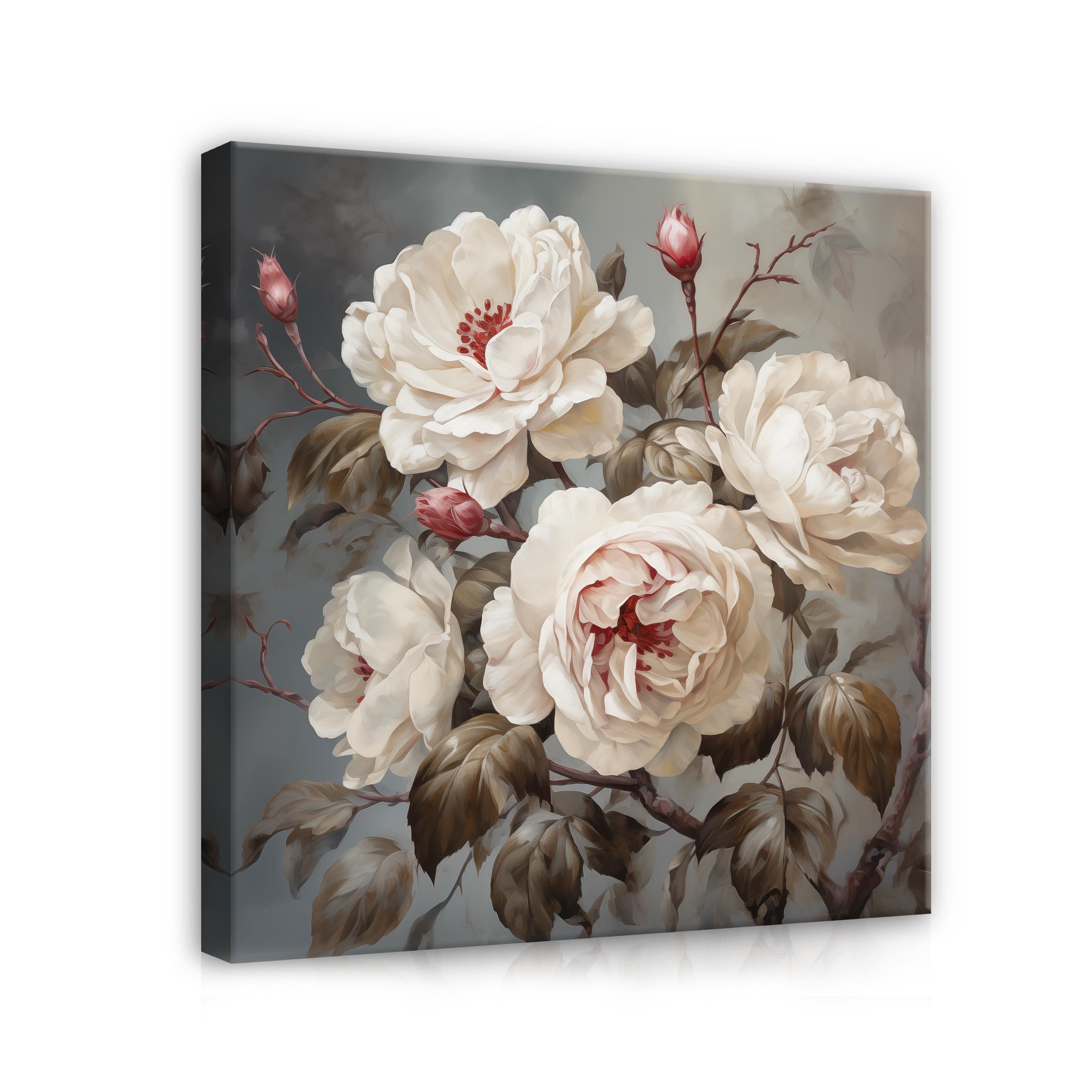 Wallarena Leinwandbild Blumen Art Gemalt Pfingstrosen Wandbild XXL Leinwandbilder Modern, Natur ...