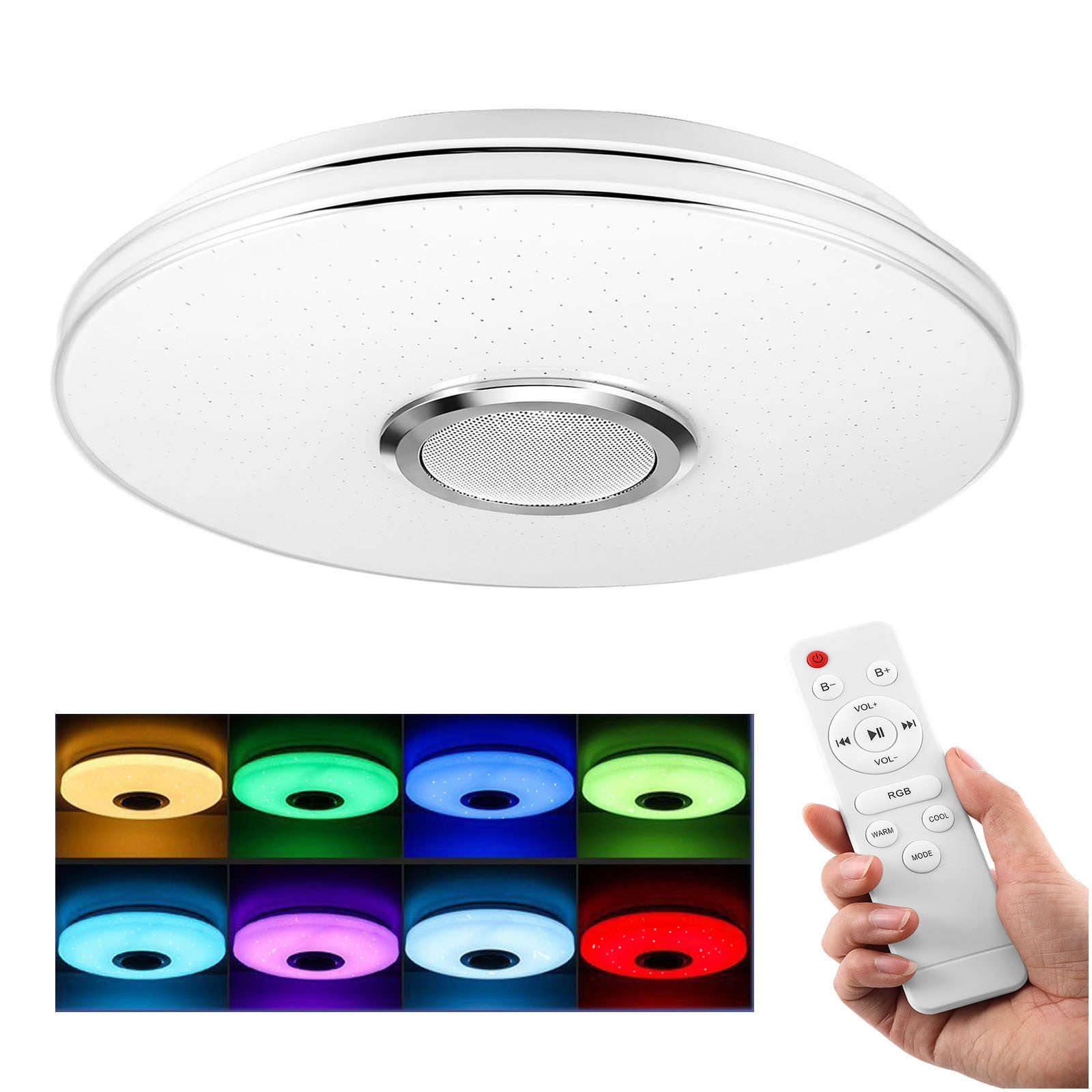 oyajia Deckenleuchte 50cm LED Deckenlampe RGB Farbwechsel Lampe, mit Bluetooth Lautsprecher, RGB ...