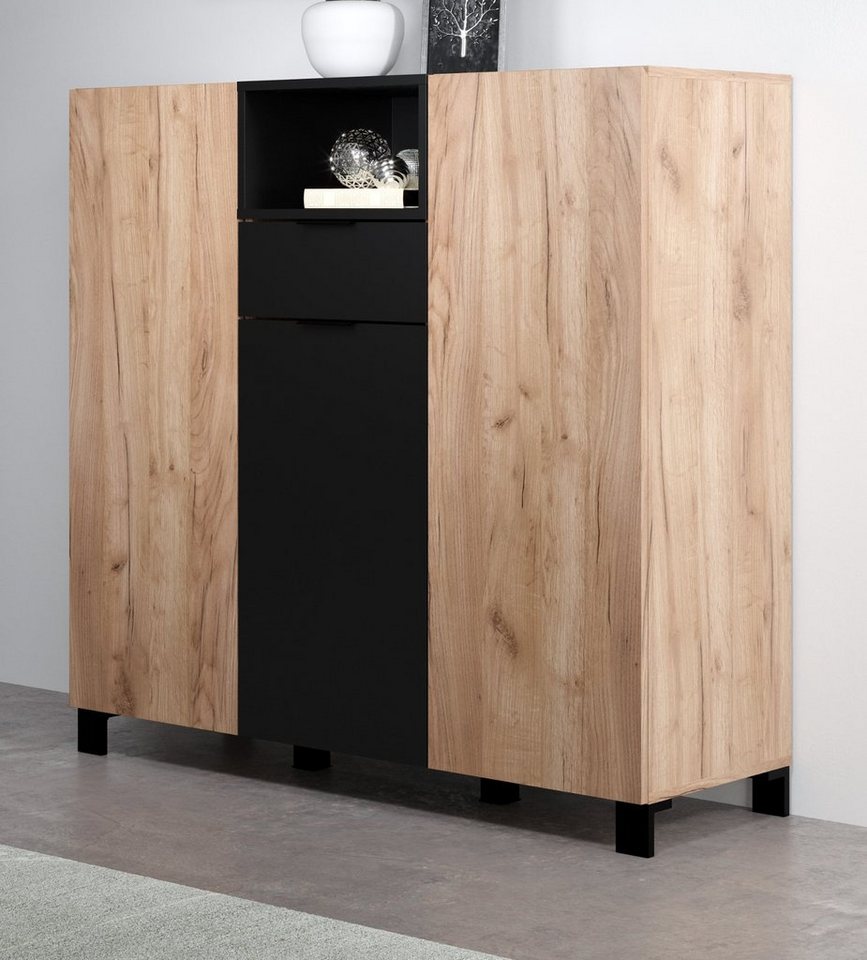Trendteam Highboard Kendo Schrank In Eiche Tabak Und Schwarz Matt