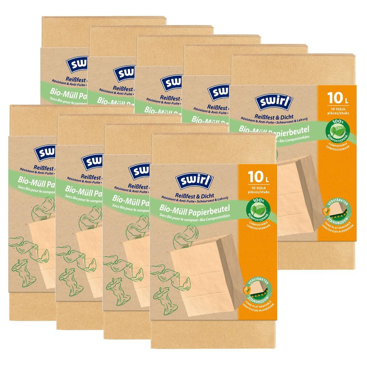 Swirl Müllbeutel Swirl Bio-Müll-Papier-Beutel 10L 10 Stück (9er Pack ...