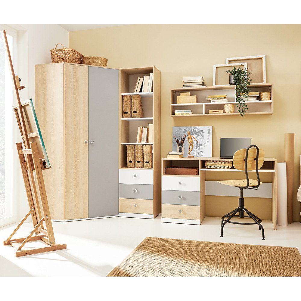 Lomadox Jugendzimmer Set Pineto 133 Sparset 4 Tlg Eiche Nb Weiß
