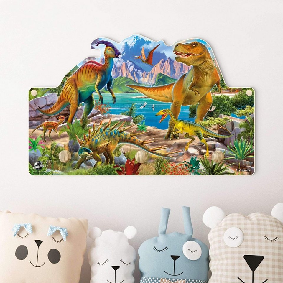 Bilderdepot24 Garderobenpaneel Bunt Illustration Tiere T Rex Und