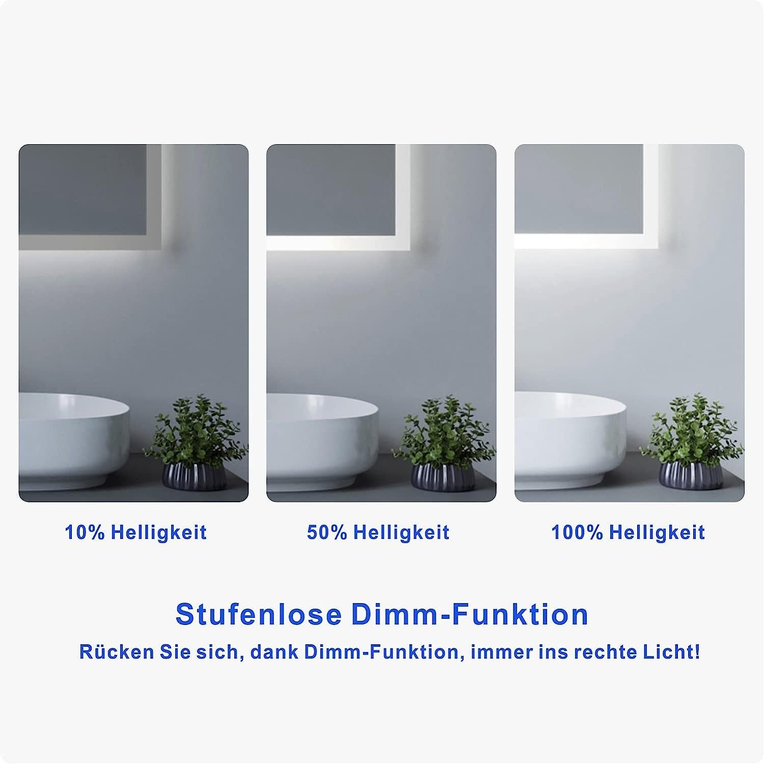 AQUABATOS Badspiegel LED Spiegel Badspiegel Beleuchtet Wandspiegel mit ...