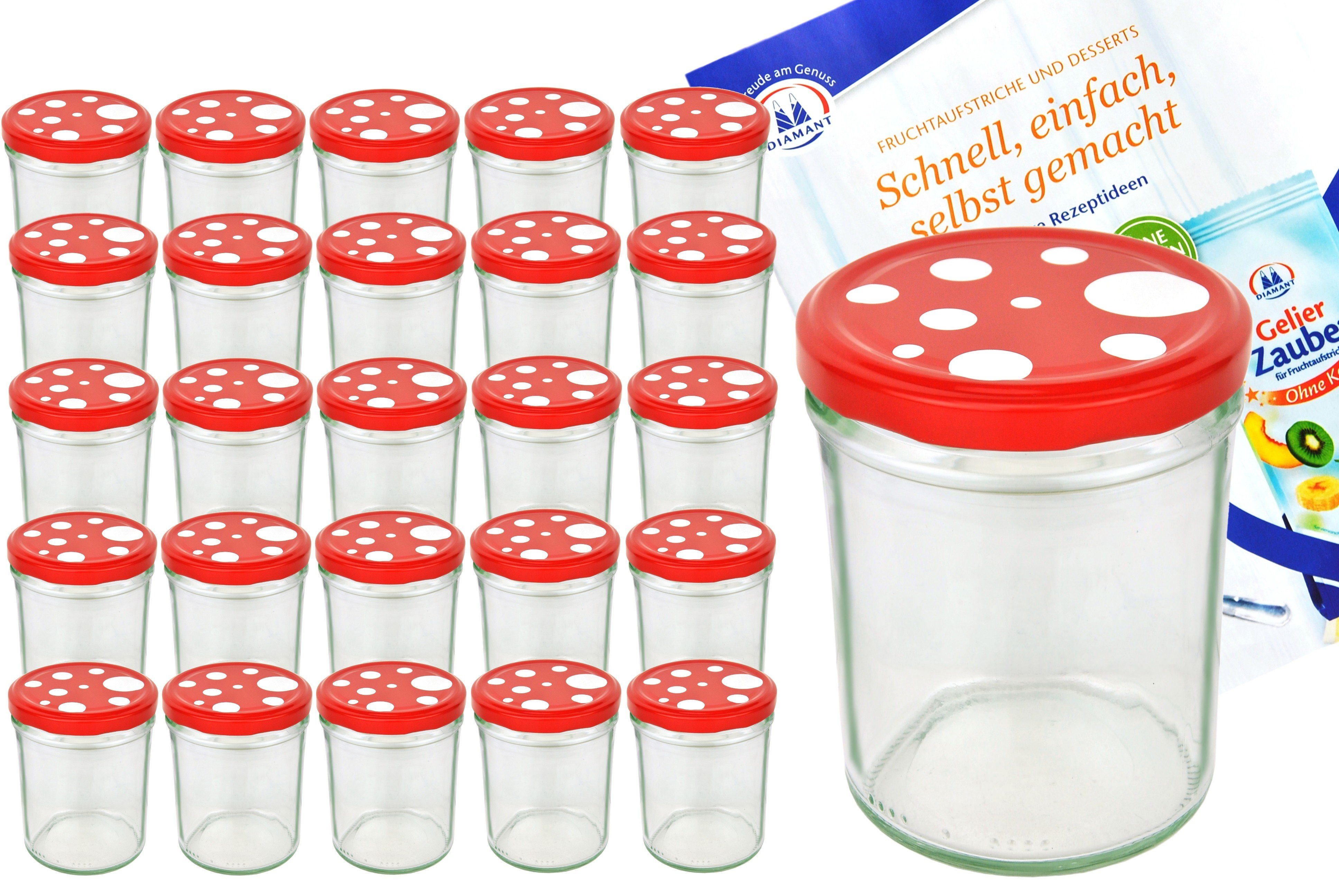 Mambocat Einmachglas 25er Set Sturzglas 435 Ml To 82 Fliegenpilz Deckel