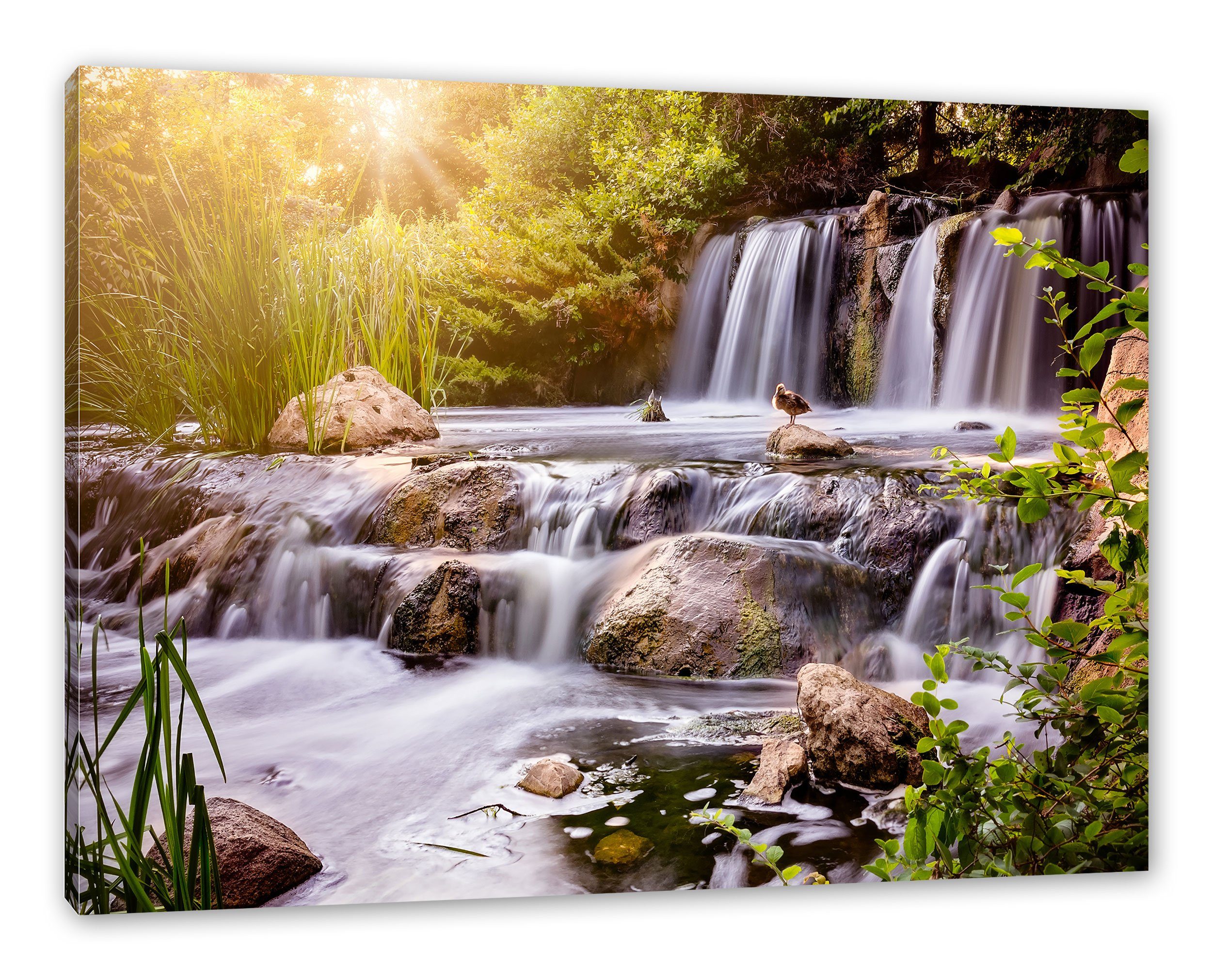 Pixxprint Leinwandbild Wasserfall, Wasserfall (1 St), Leinwandbild fertig bespannt, inkl ...