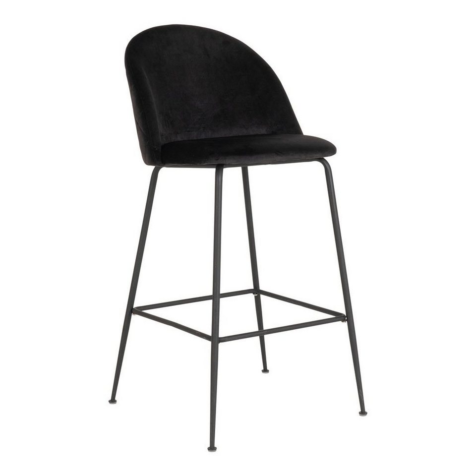 Ebuy24 Barhocker 2er Set Lausanne Barhocker Velour Schwarz Schwarz
