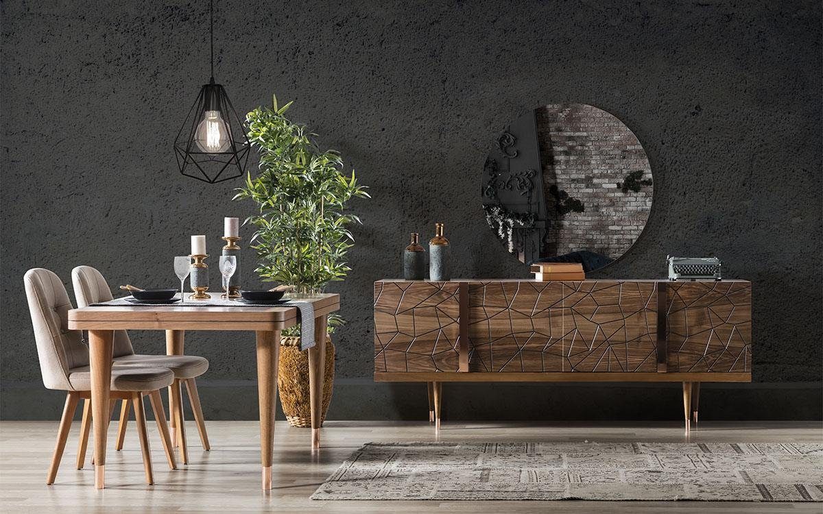 Jvmoebel Essgruppe Luxus Esszimmer Set Esstisch 6x Stühle Sideboard