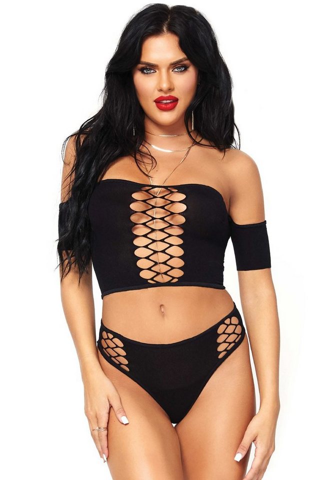 Leg Avenue Set Bügelloser Bh Top Und High Waist String Schwarz