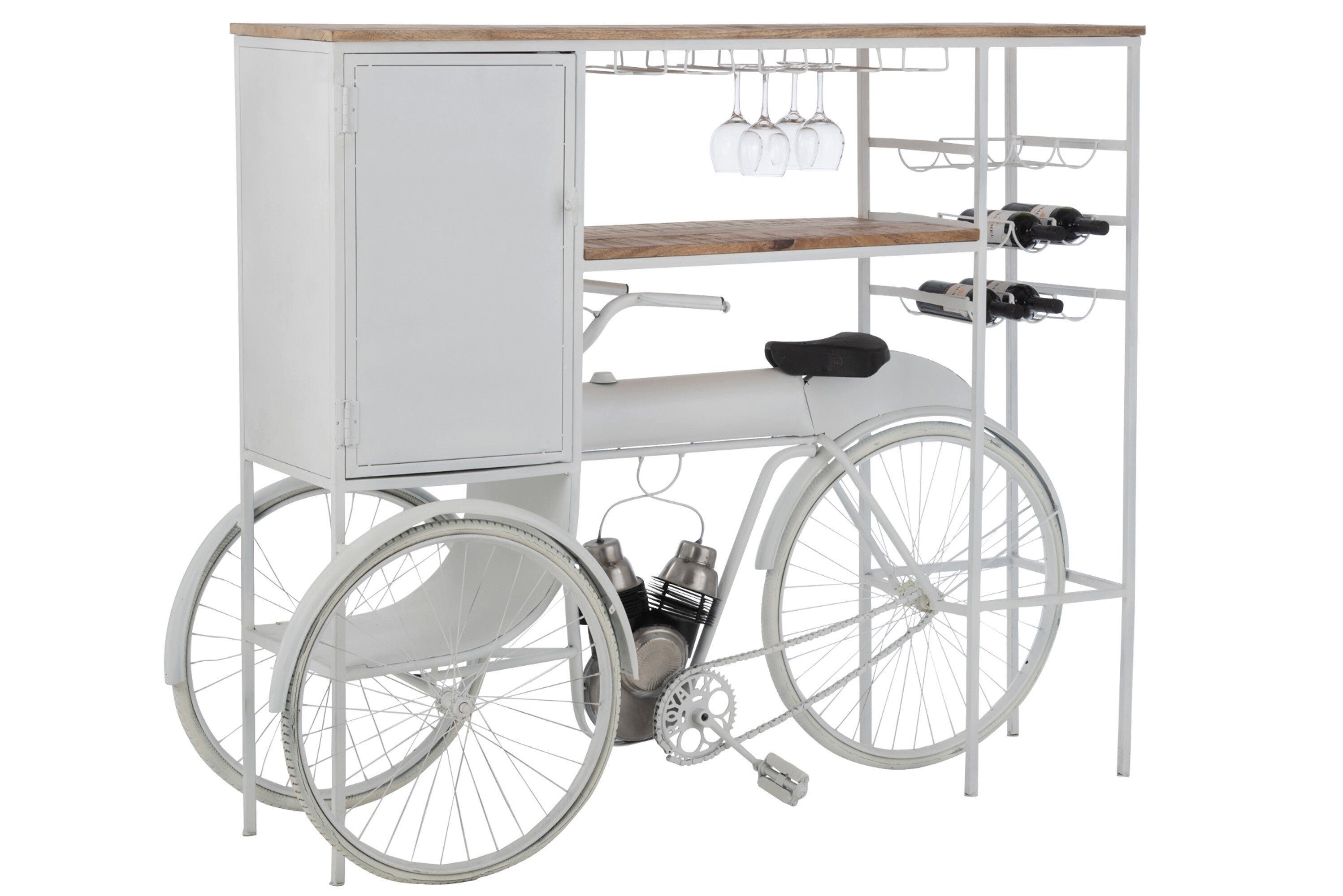 Gilde Dekoobjekt Bar Fahrrad Aus Metall And Mango Holz Weinschrank Mit