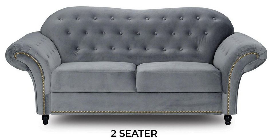 Jvmoebel Sofa Stilvolles Chesterfield Sofa Zweisitzer Graue Couch Neu
