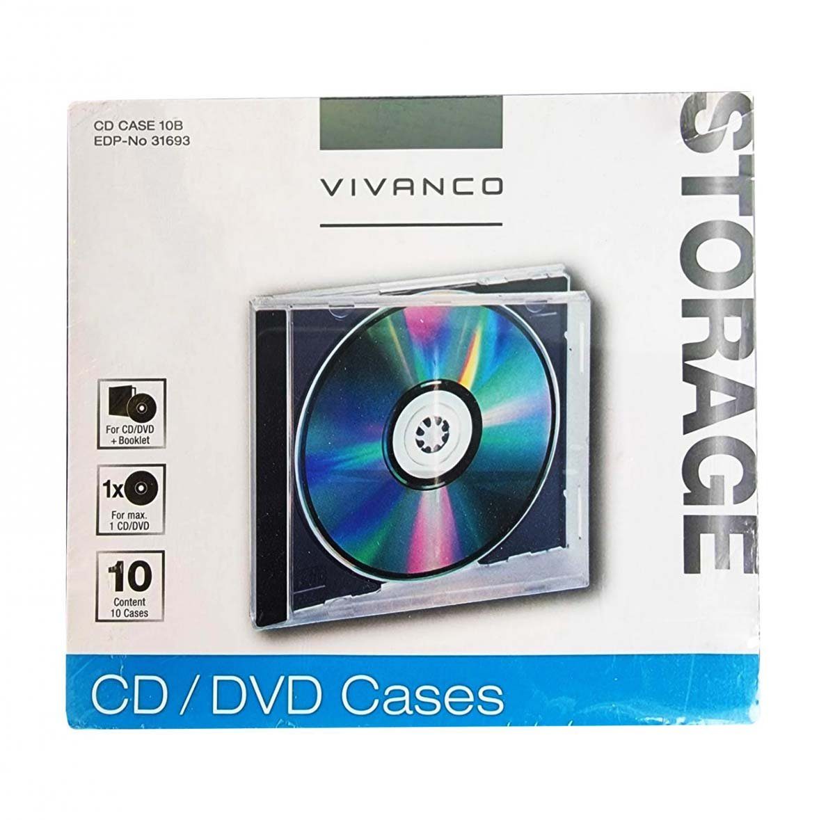Vivanco CD-Hülle, 10 CD/DVD Slim Pack, Kompakte Abmessungen: 124 x 142 ...