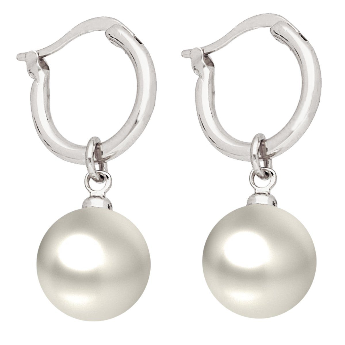 LÖB Perlenohrringe Ohrringe Hängend Creolen mit Perlen Anhänger Perlenohrringe Silber (Geschenke ...