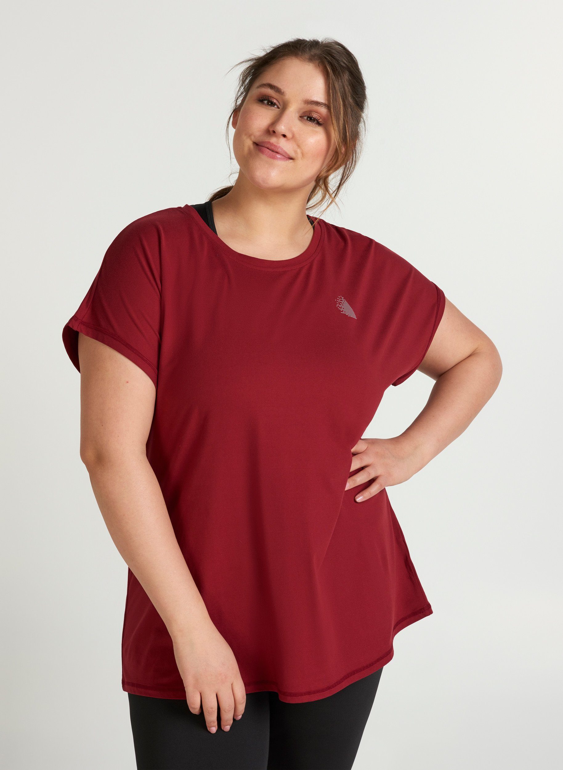 Zizzi Kurzarmbluse Damen Große Größen Sport Shirt Kurzarm Rundhals