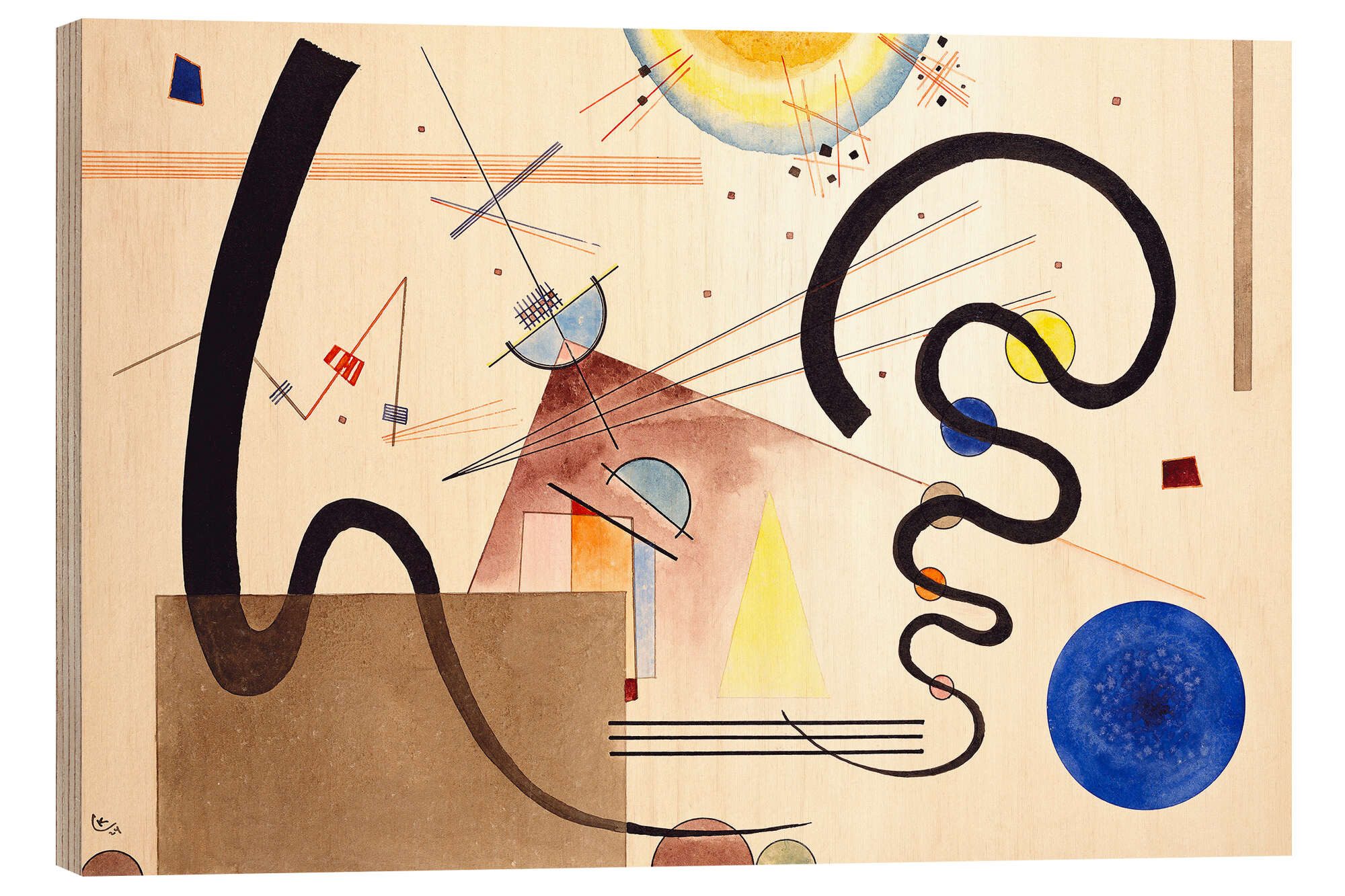 Posterlounge Holzbild Wassily Kandinsky Zwei Bewegungen Malerei