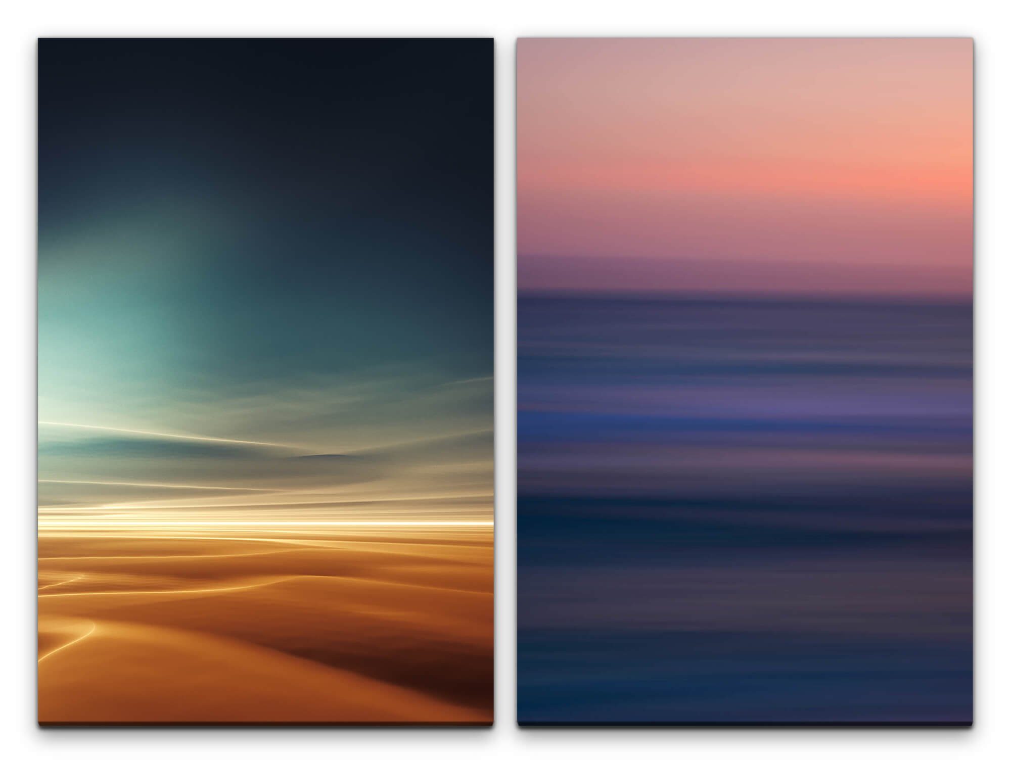 Sinus Art Leinwandbild 2 Bilder Je 60x90cm Wüste Sahara Sonnenuntergang
