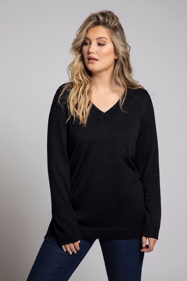 Ulla Popken Strickpullover Pullover V Ausschnitt Langarm Weicher