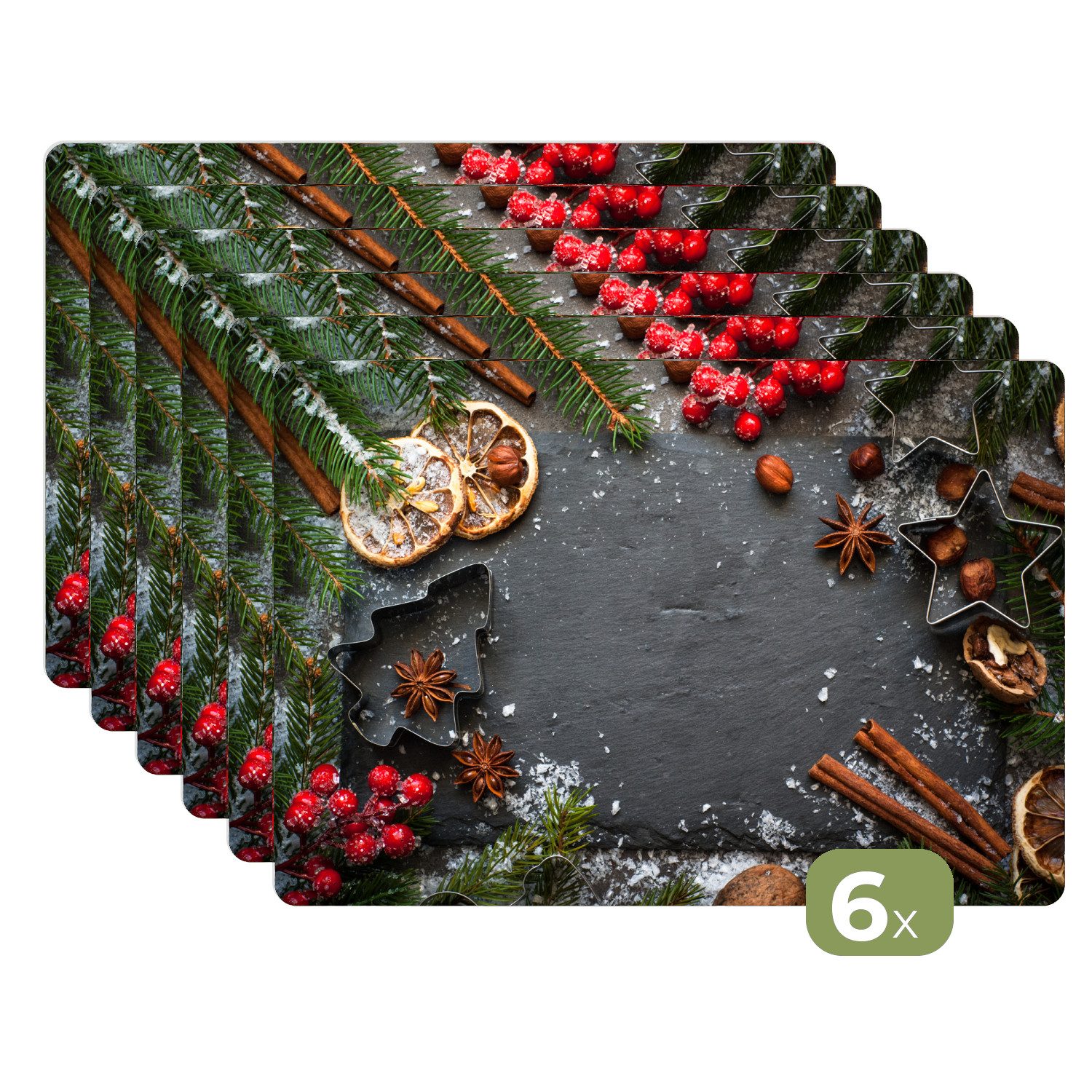 Muchowow Platzset Weihnachten Kräuter Stillleben Winter 6 St