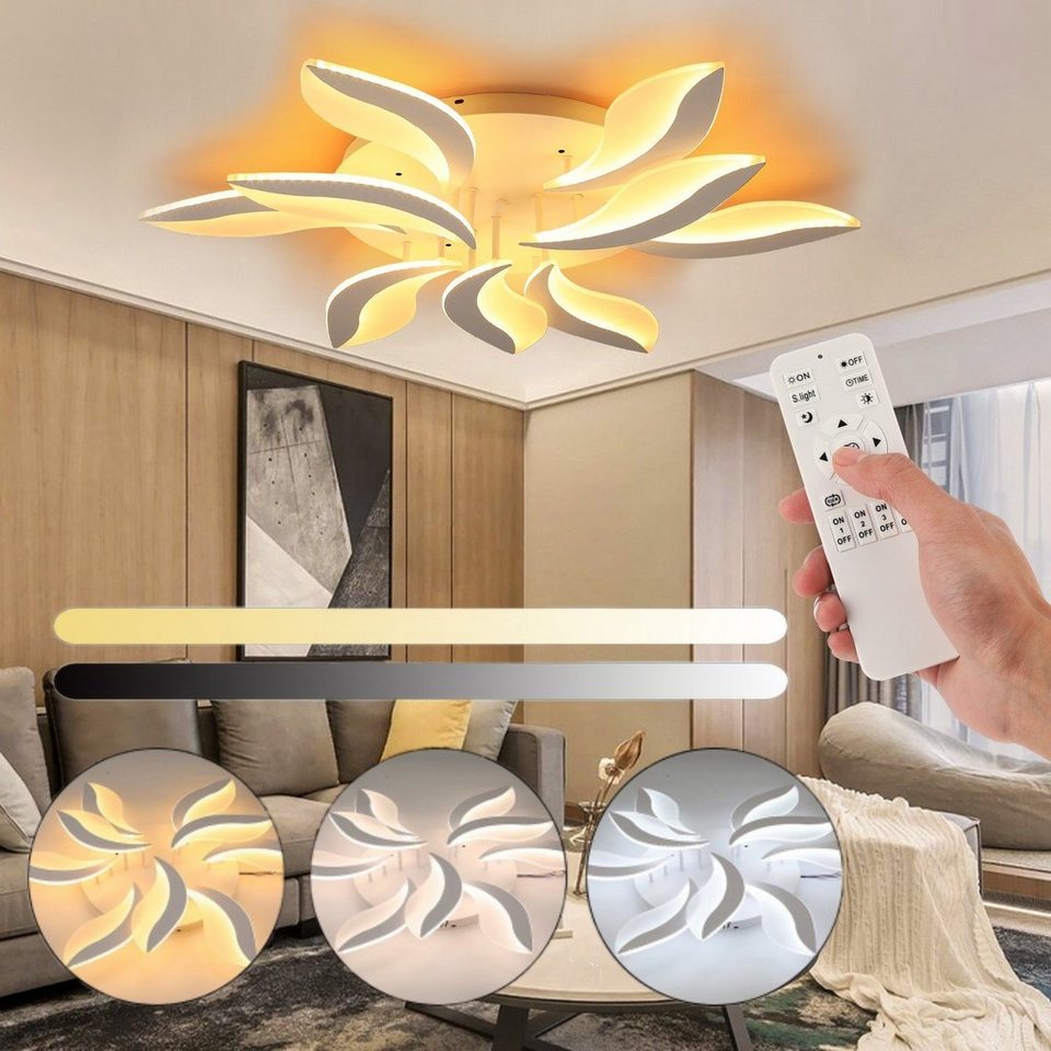Letgospt Deckenleuchte 50w Led Deckenlampe Φ92cm Weiß Mit Memory Funktion