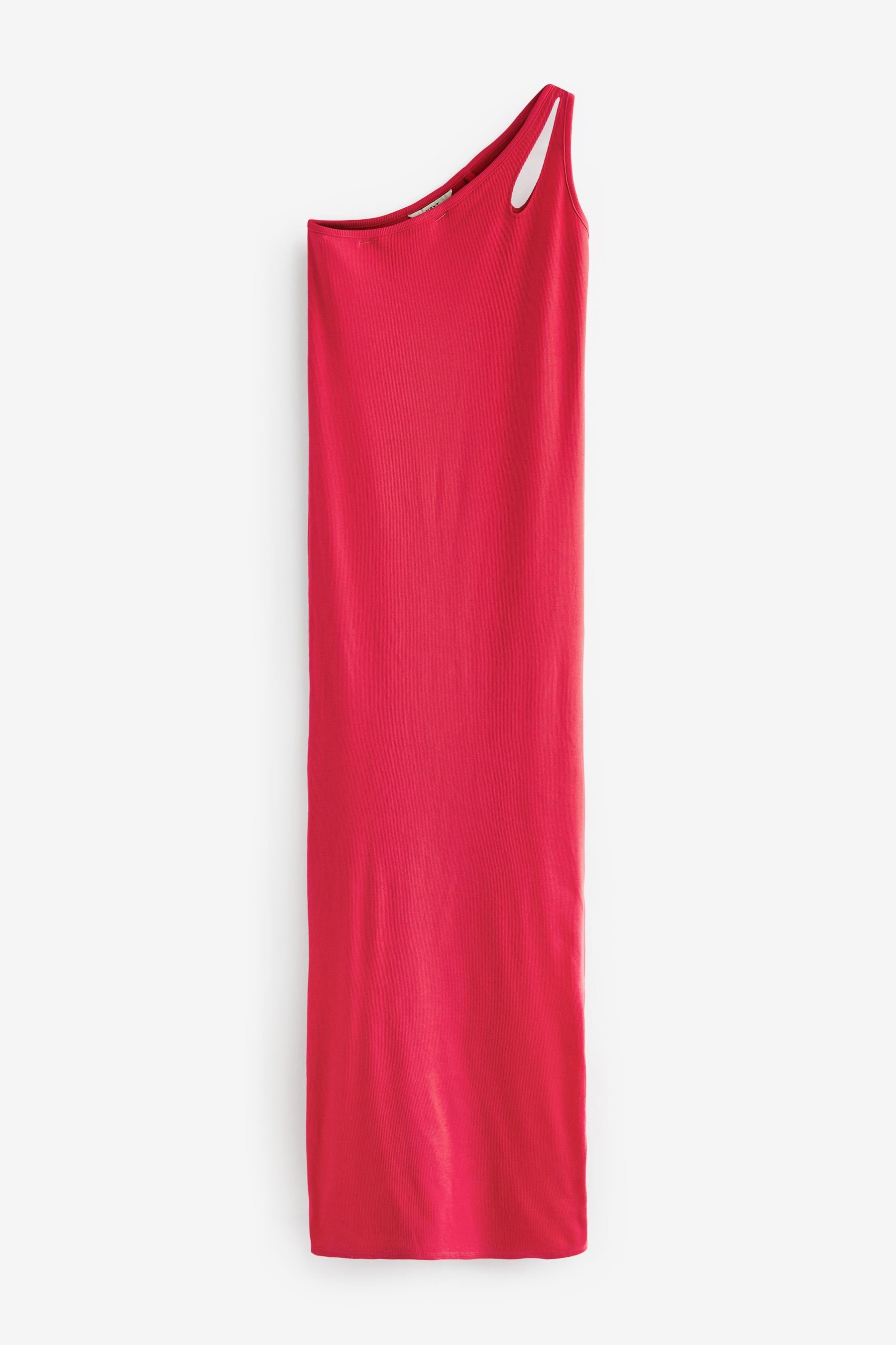 Next One Shoulder Kleid Geripptes One Shoulder Midikleid Mit Cut Out 1