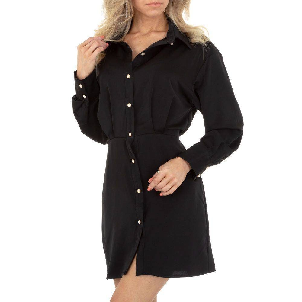 Ital Design Blusenkleid Damen Freizeit Hemd Blusenkleid In Schwarz
