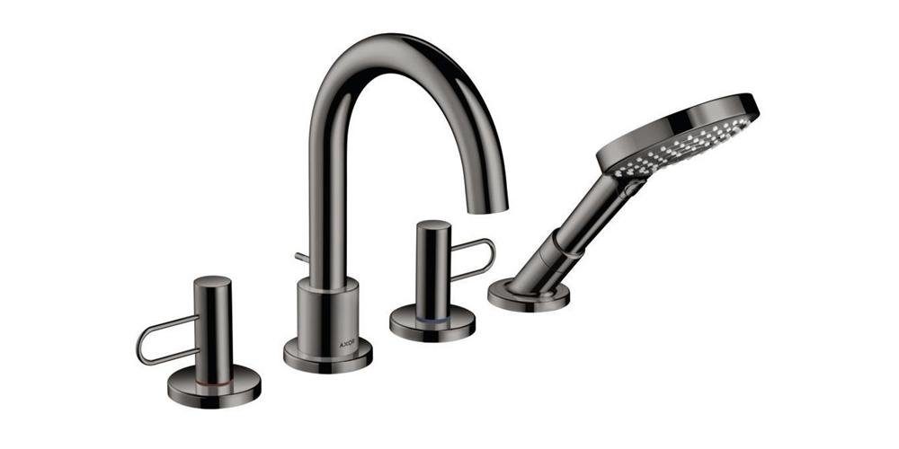 Hansgrohe Badarmatur 4 Loch Wannenarmatur Axor Uno Bügelgriff Polished