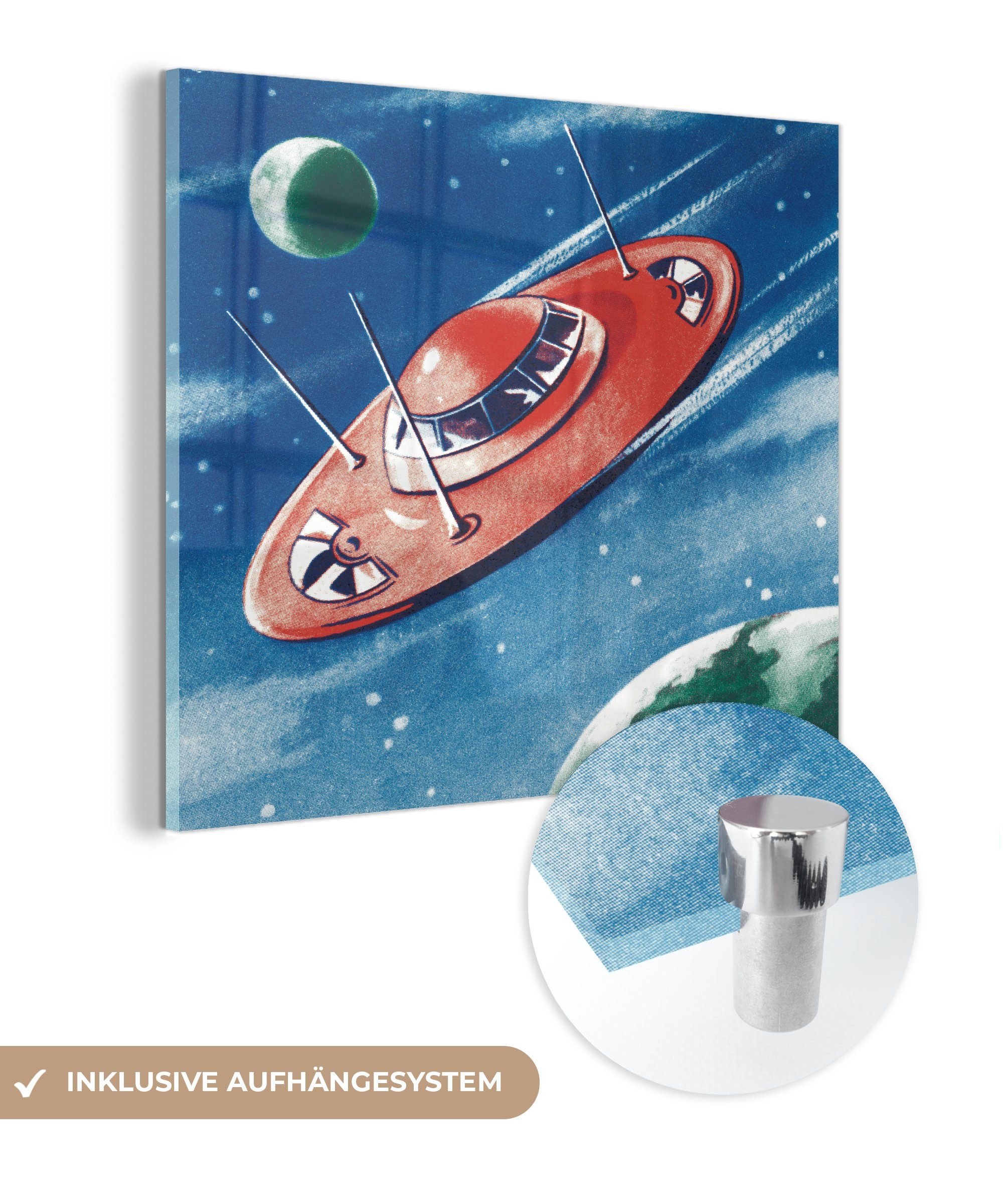 Muchowow Acrylglasbild Eine Illustration Eines Ufos Inmitten Der