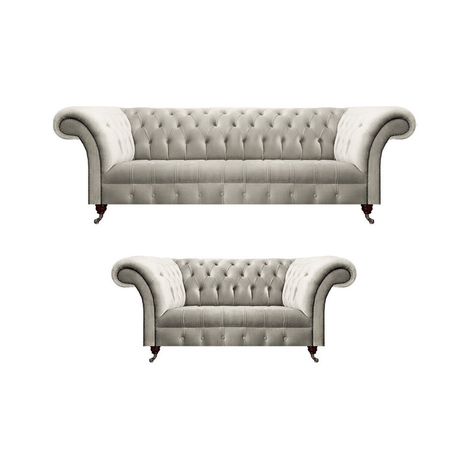 Jvmoebel Chesterfield Sofa Chesterfield Luxus Design Garnitur 2x Sofas