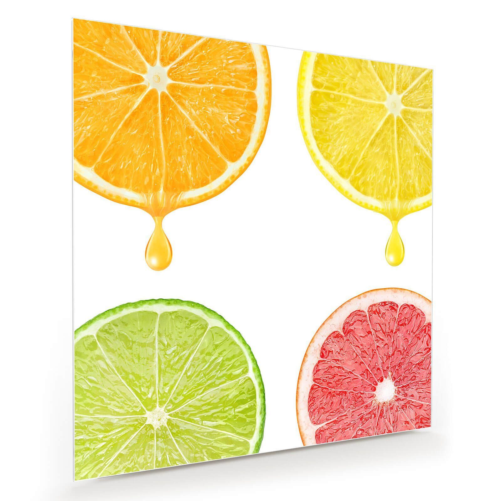 Primedeco Glasbild Wandbild Quadratisch Scheiben Aus Zitrus Mit