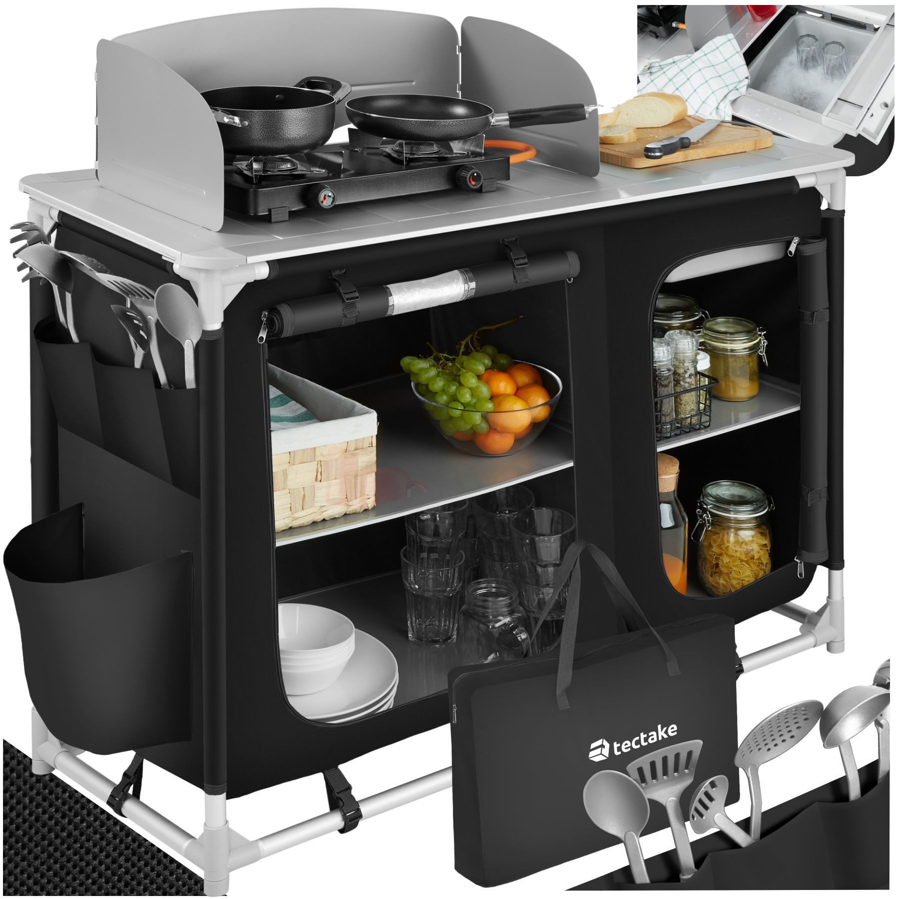 Tectake Campingtisch Campingküche Luxus Mit 4 Fächern 1 St 1 Tlg