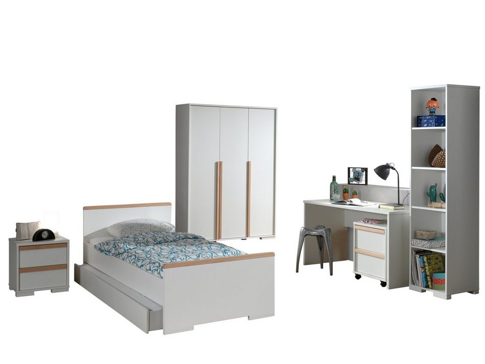 Möbelando Jugendzimmer Set London In Weißbuche Mit 5 Schubladen