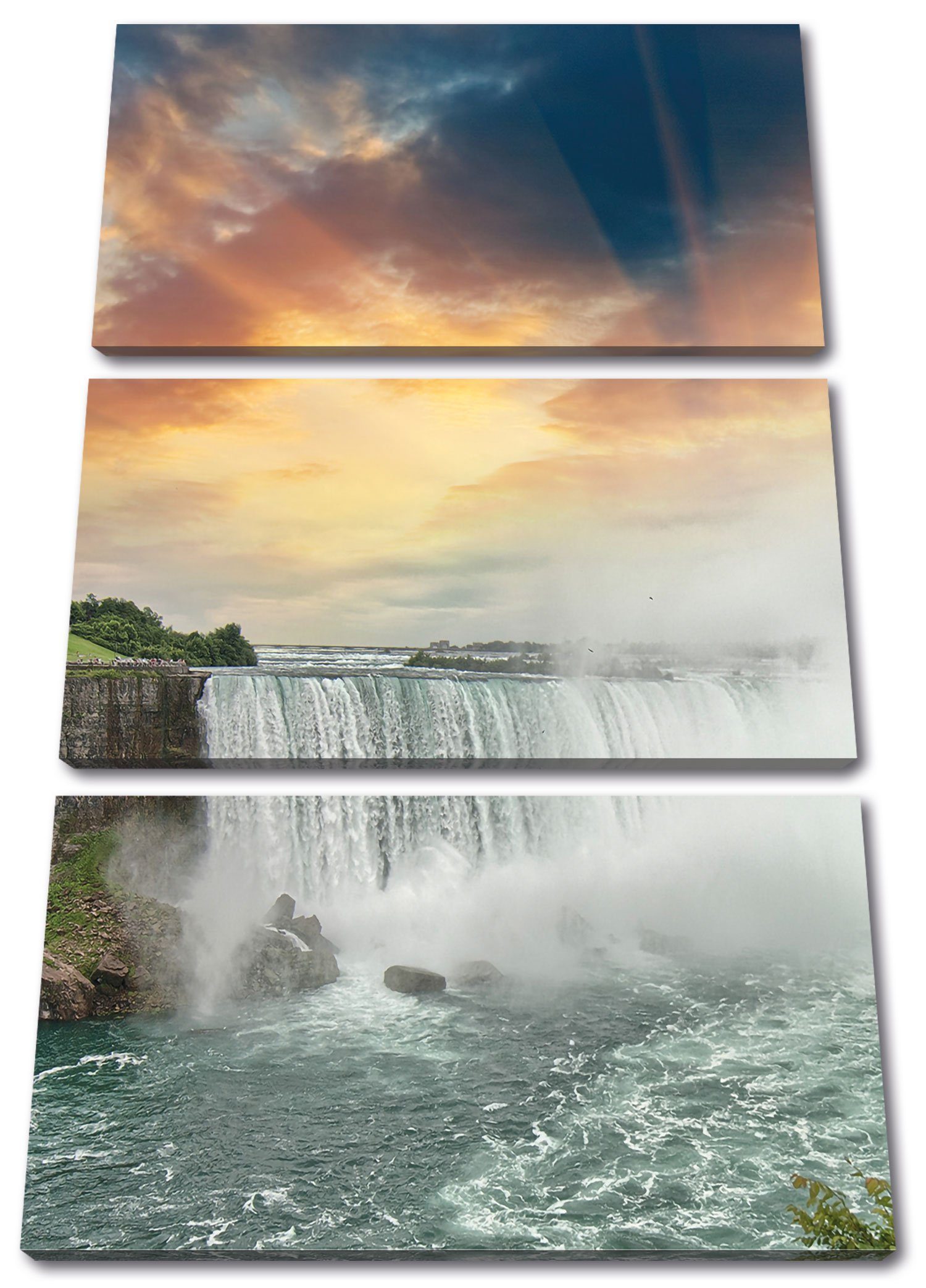 Pixxprint Leinwandbild Niagarafälle bei Sonnenuntergang, Niagarafälle bei Sonnenuntergang ...