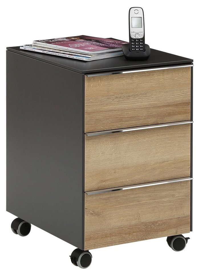 Möbelando Rollcontainer 1505 In Anthrazit Riviera Chrom Mit 3