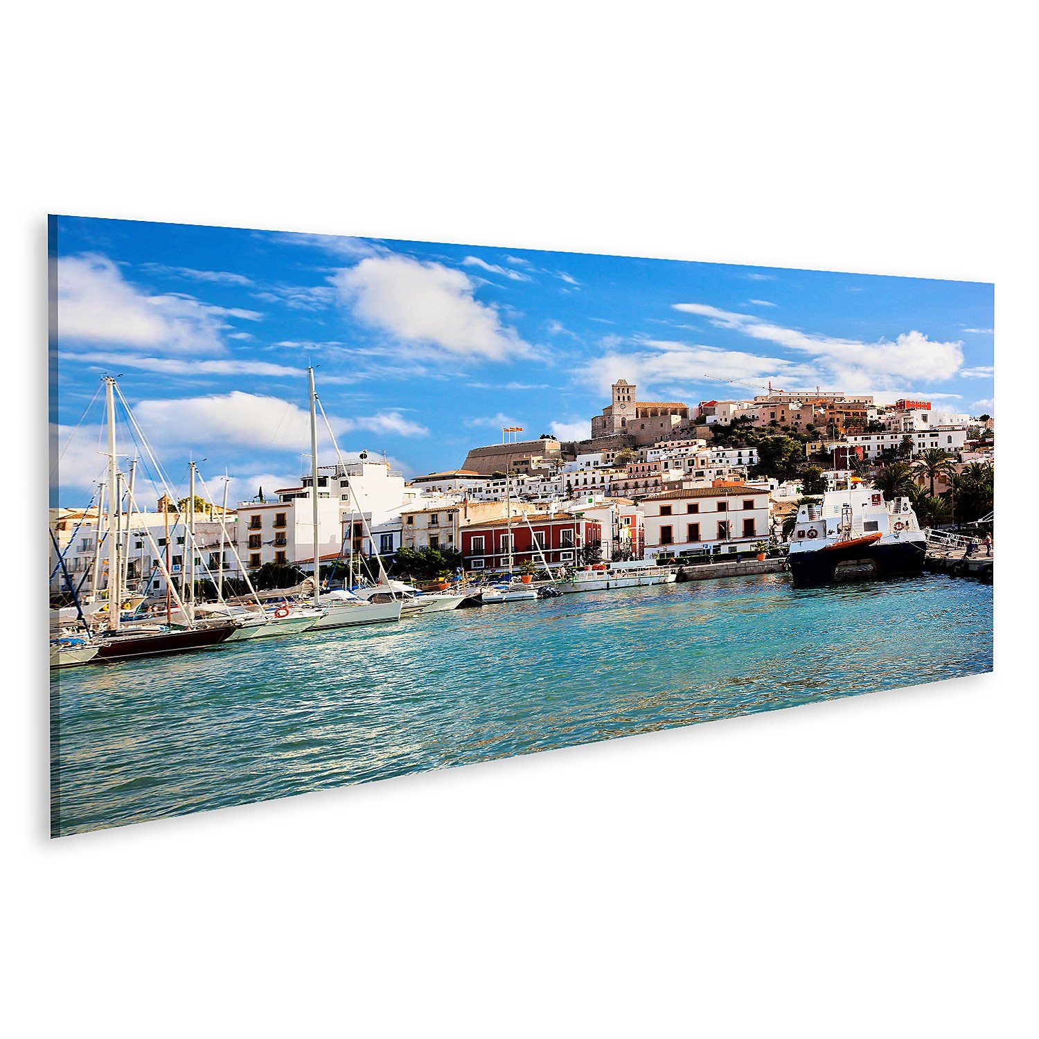 islandburner Leinwandbild »Bild auf Leinwand Panorama Of Ibiza Alte Stadt Eivissa Spanien Baleare«