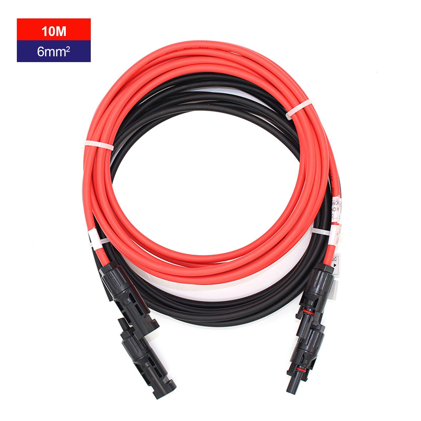 GLIESE Solaranlage 1paar 6mm2 rot + schwarz Solarkabel 32.8-49m mit Stecker, (1 Paar Solarkabel)